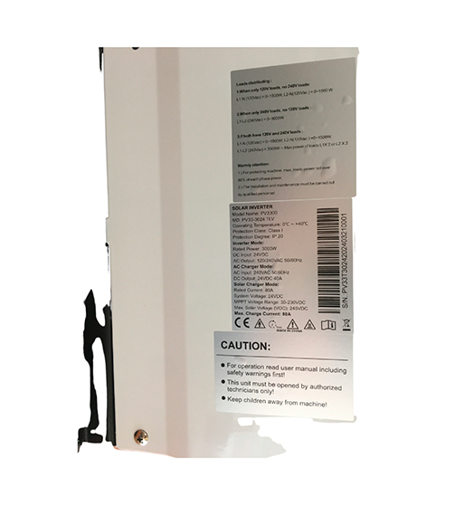 INVERSOR HIBRIDO MUST 3KVA 24V MPPT 110V/220V FASE DIVIDIDA BAJA FRECUENCIA